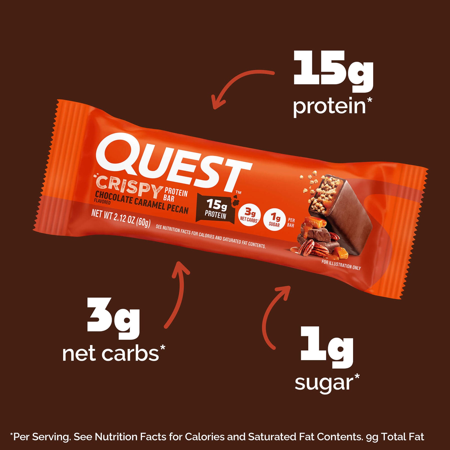 Chocolate Caramel Pecan Crispy Hero Protein Bar | Crispy, High Protein ...