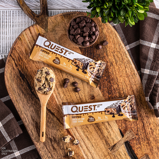Dipped Chocolate Chip Cookie Dough Protein Bar Quest Nutrition