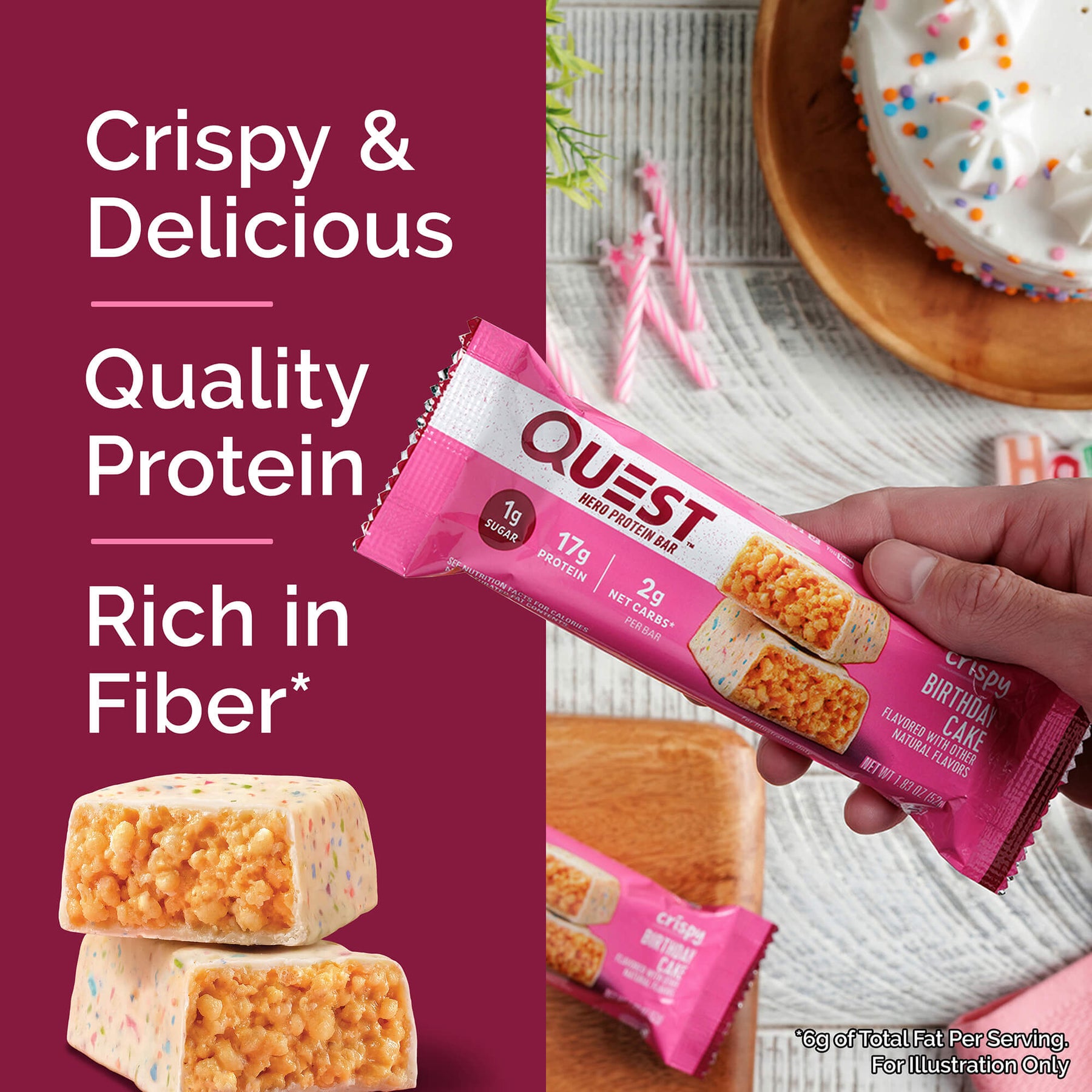 Birthday Cake Crispy Hero Bars – Quest Nutrition
