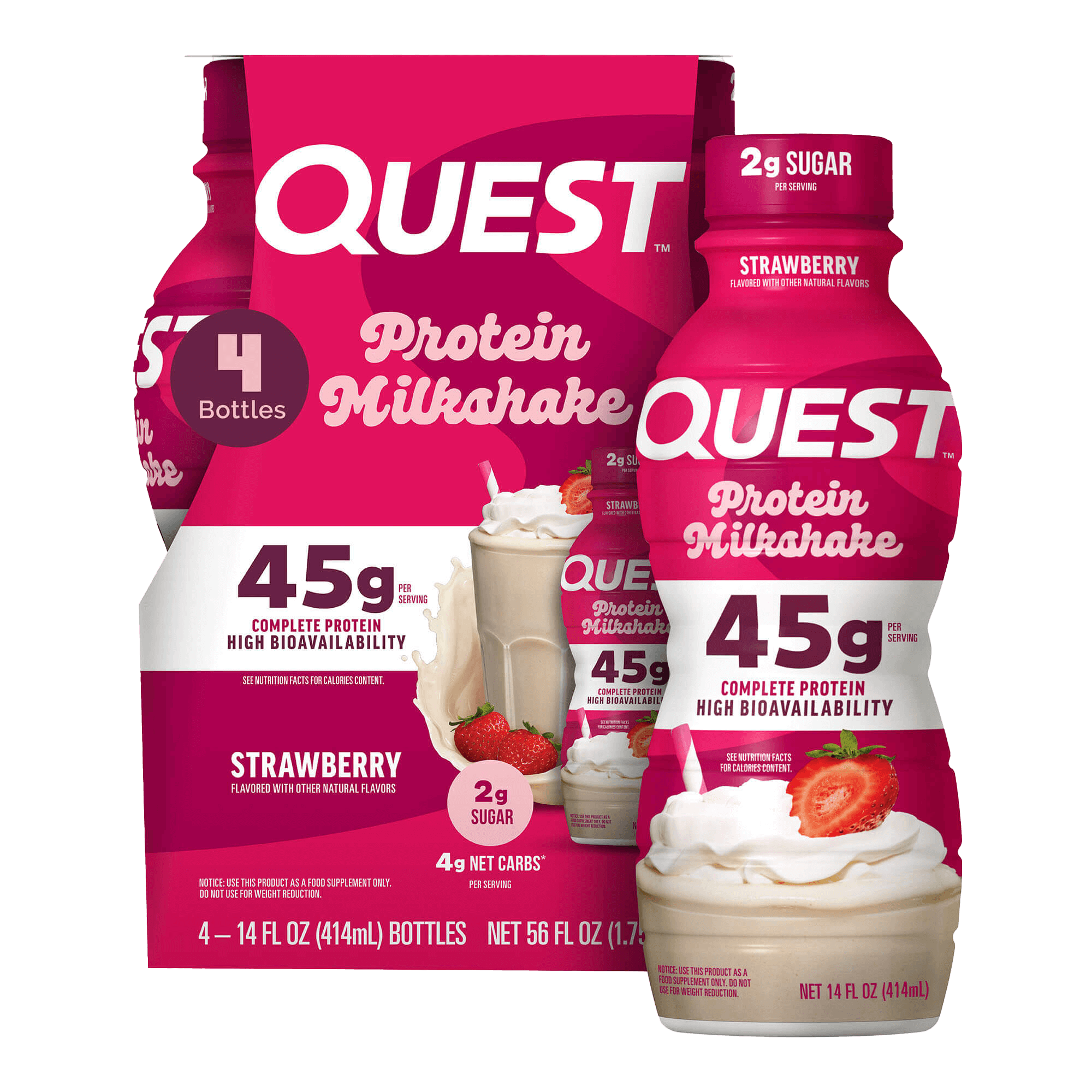 Strawberry 45g Protein Milkshake | Ultra-Filtered, High Protein RTD ...
