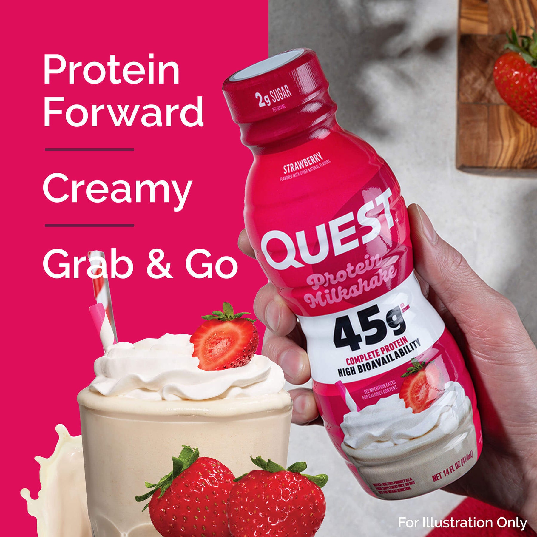 Strawberry 45g Protein Milkshake | Ultra-Filtered, High Protein RTD ...